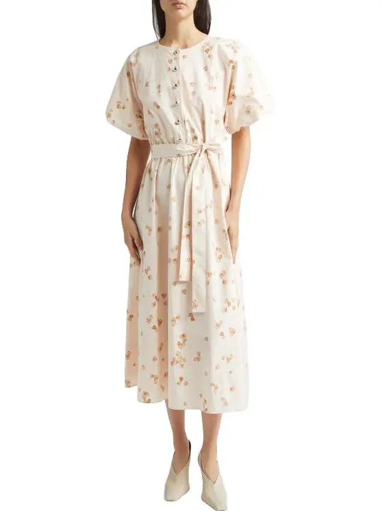 Altuzarra Paulina Petal Print Shirtdress - 416689 Pale Blush Ao Petals
