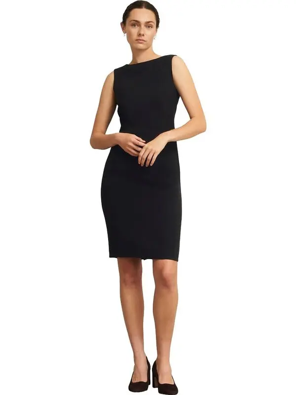 HOBBS LONDON Tailored Boat Neck Sleeveless Sheath Dress - Black