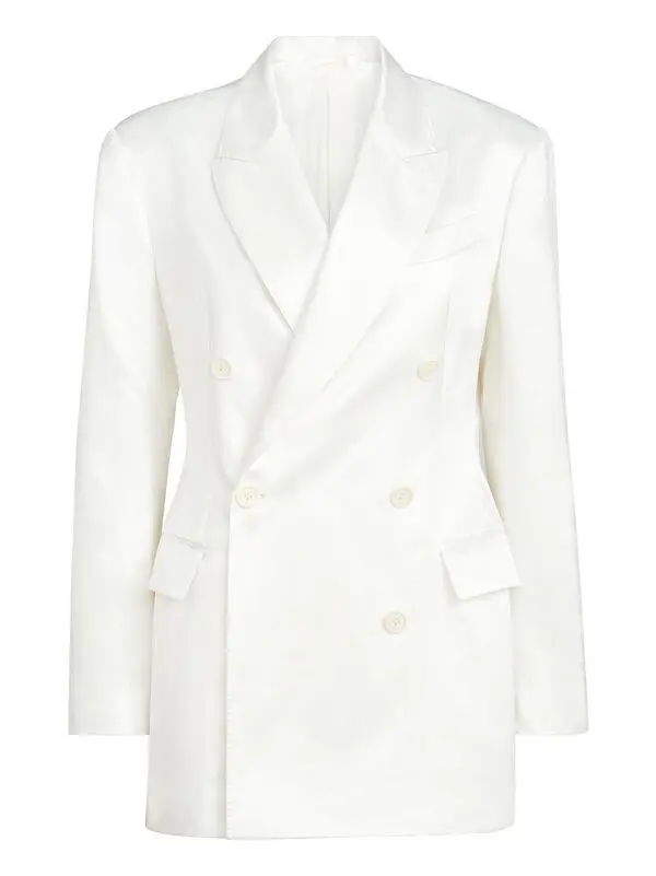 Brunello Cucinelli Satin Blazer With Monili Detail - White