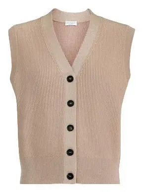 Brunello Cucinelli Cashmere Knit Vest - Light Brown