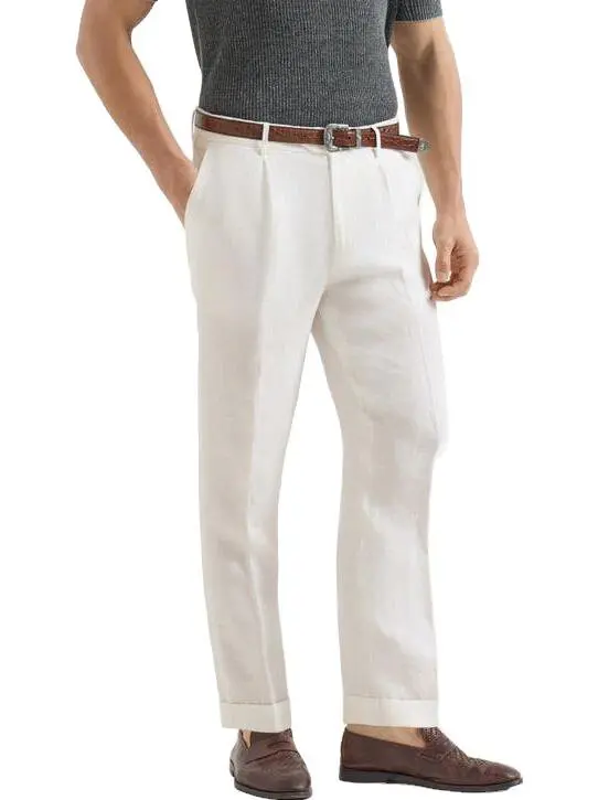 Brunello Cucinelli Gabardine Garment Dyed Trousers - Snow