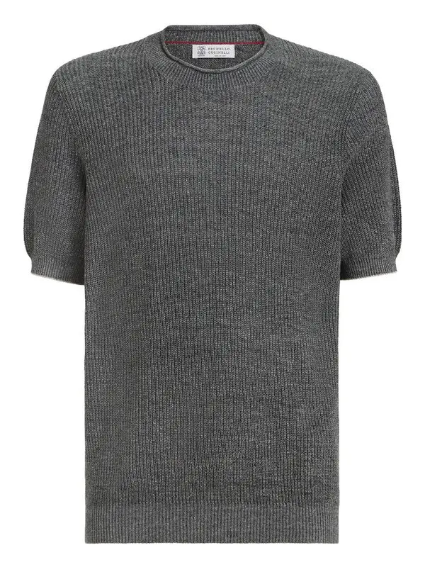 Brunello Cucinelli Linen And Cotton T-shirt - Dark Grey