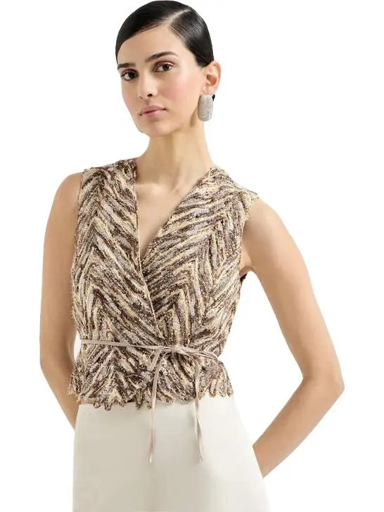 Brunello Cucinelli Chevron Embroidered Vest - Brown