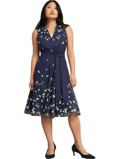 HOBBS LONDON Aria Embroidered Dress - Midnight Blue