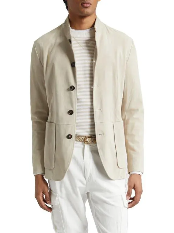 Eleventy Suede Mandarin Collar Jacket - 02 Sand