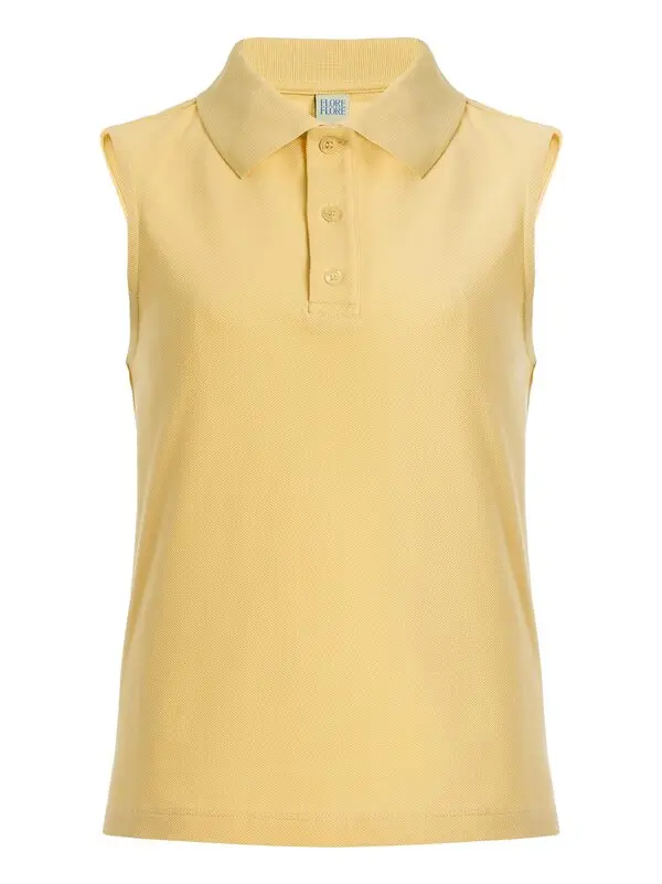 FLORE FLORE Lauren Cotton Polo Tank Top - Yellow