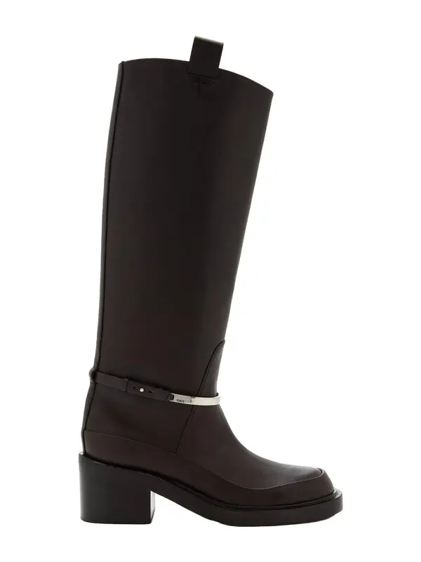 TOD'S Leather Knee High Boots - Brown