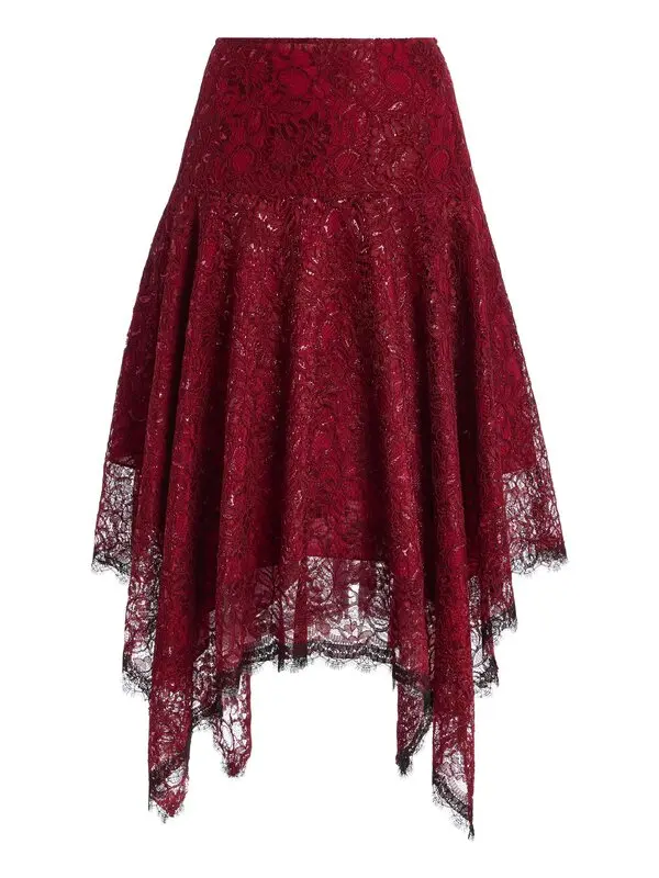 RODARTE Exclusive Lace Midi Skirt - Burgundy