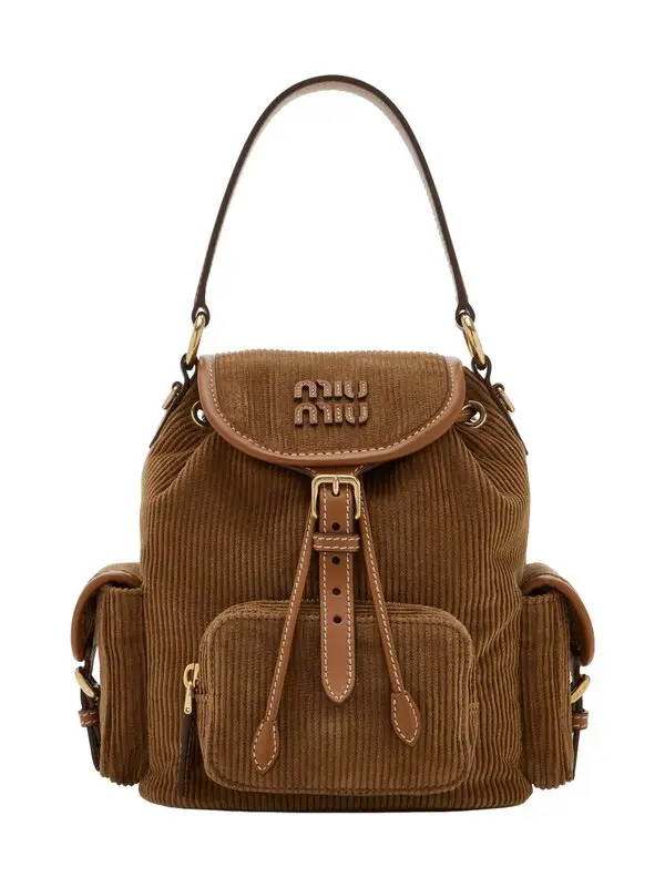 Miu Miu Corduroy Backpack - Brown