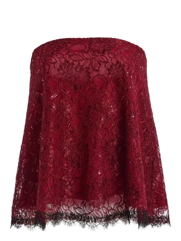RODARTE Strapless Lace Top - Burgundy
