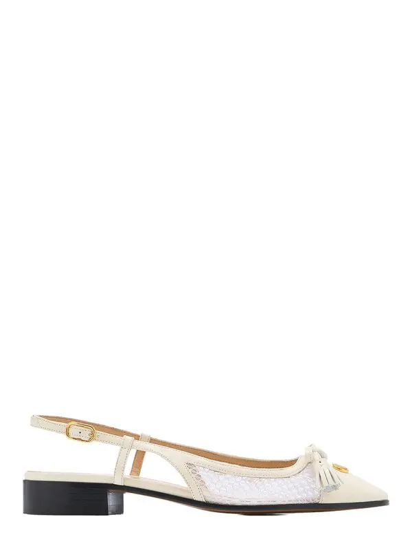 Valentino Garavani Valet Du Roi Leather Slingback Ballerinas - White