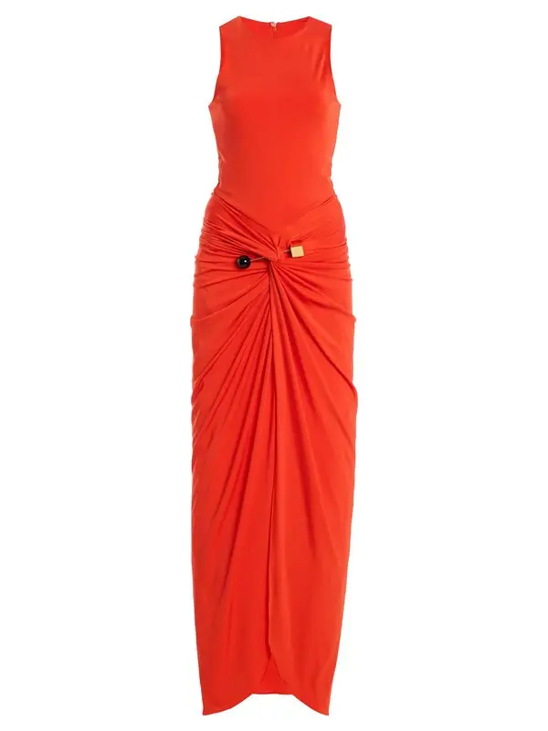 Silvia Tcherassi Leni Draped Maxi Dress - Orange