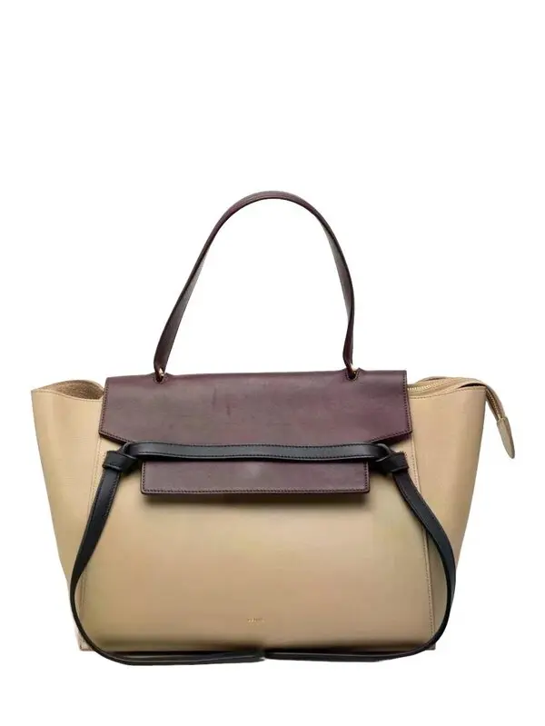 Celine 2014 Mini Tricolor Grained Calfskin Belt Satchel - Brown