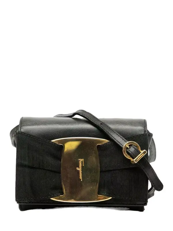 FERRAGAMO Mini Leather Vara Bow Crossbody Bag - Black