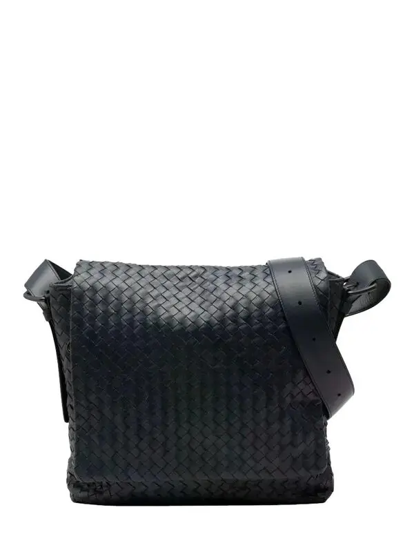 Bottega Veneta 2010-2025 Nappa Intrecciato Flap Crossbody Bag - Black
