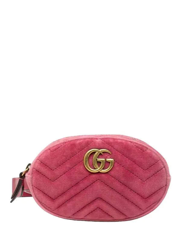 Gucci Gg Marmont Matelasse Velvet Belt Bag - Pink