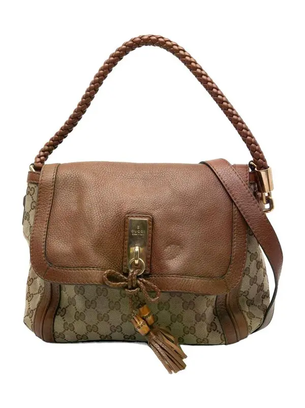 Gucci Gg Canvas Bella Flap Satchel - Brown