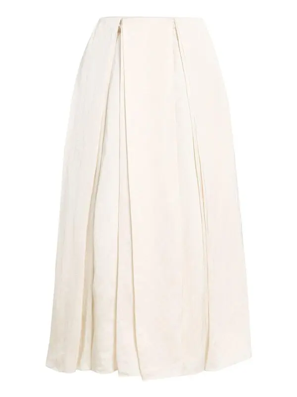 ABADIA Elodie Pleated Dupioni Midi Skirt - Ecru