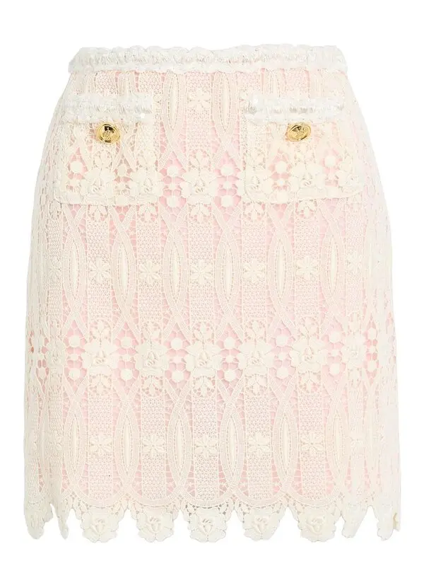 Giambattista Valli Crocheted Lace Mini Skirt - Cream