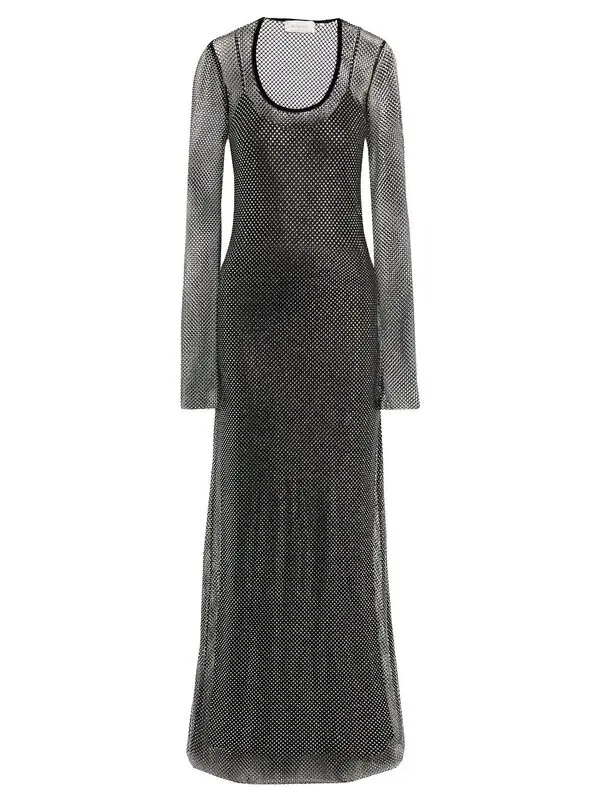 Sportmax Cinese Crystal-embellished Mesh Maxi Dress - Black