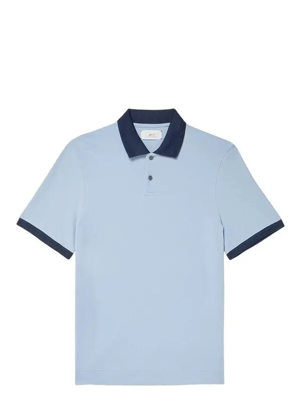 Mr P. Twotone Piqué Golf Polo Shirt - Light Blue