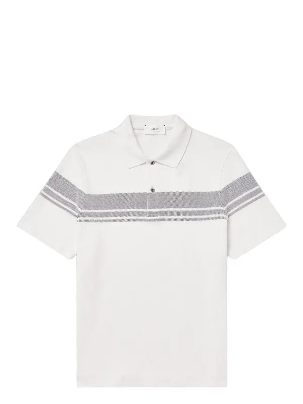 Mr P. Striped Cottonpiqué Polo Shirt - White