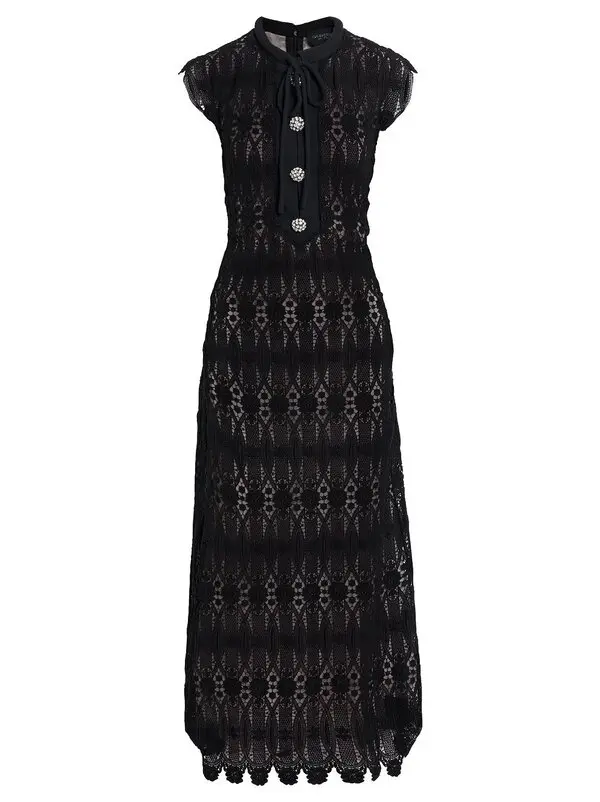 Giambattista Valli Embellished Cotton-blend Crocheted Lace Maxi Dress - Black