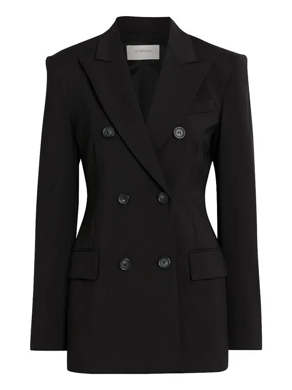 Sportmax Double-breasted Wool Blazer - Black