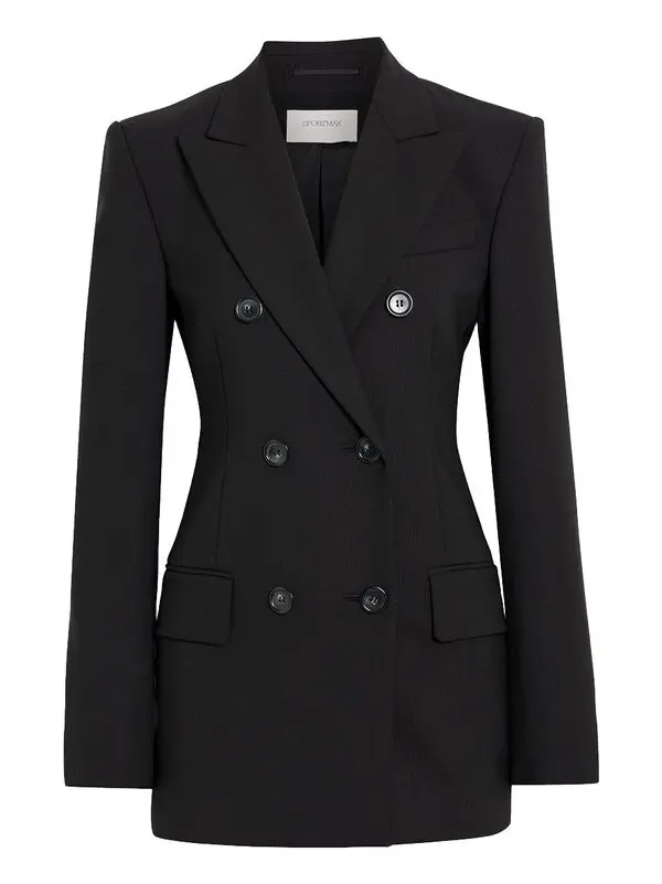 Sportmax Gelly Double-breasted Wool-crepe Blazer - Black