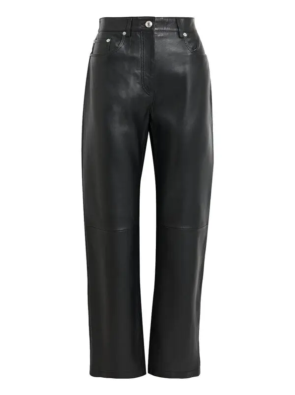 Sportmax Velo Leather Straight-leg Pants - Black