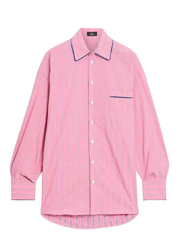Etro Oversized Cotton-jacquard Shirt - Pink