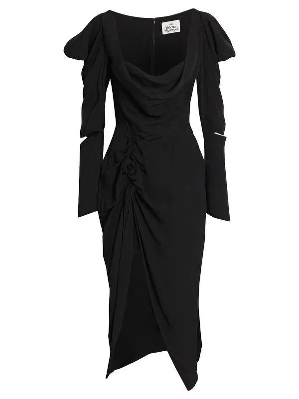 VIVIENNE WESTWOOD Panther Draped Cutout Crepe Midi Dress - Black