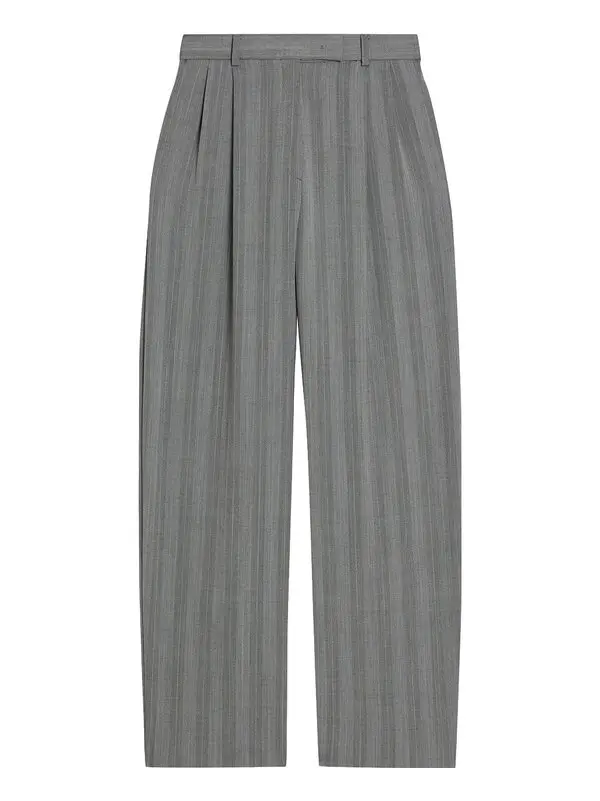 Sportmax Andal Pinstriped Twill Wide-leg Pants - Gray