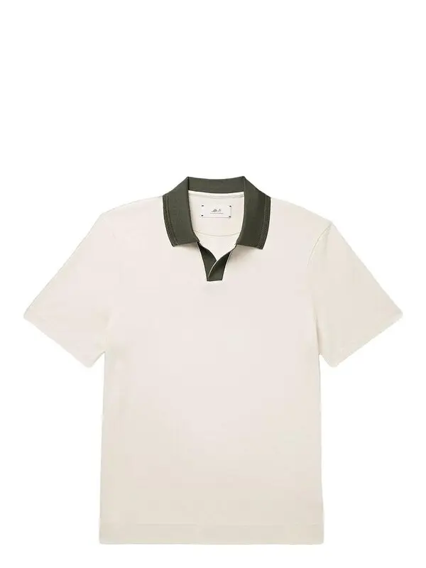 Mr P. Twotone Piqué Polo Shirt - Ecru