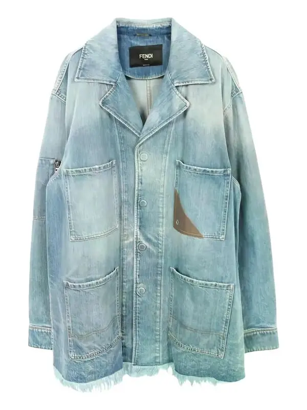 Fendi 2010s Multi-pocket Denim Jacket - Blue
