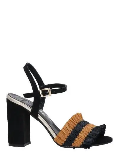 ISLO ISABELLA LORUSSO Two-tone Raffia Sandals - Black