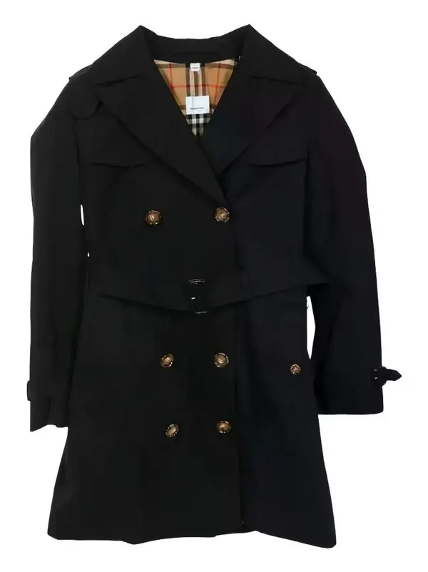 Burberry Cotton Button Trench Coat - Black