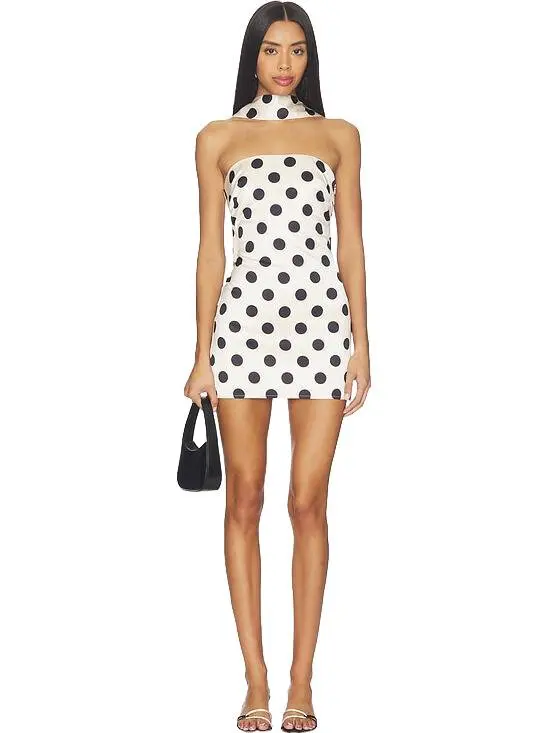 MORE TO COME Hartlen Strapless Mini Dress - Nude Polka Dot