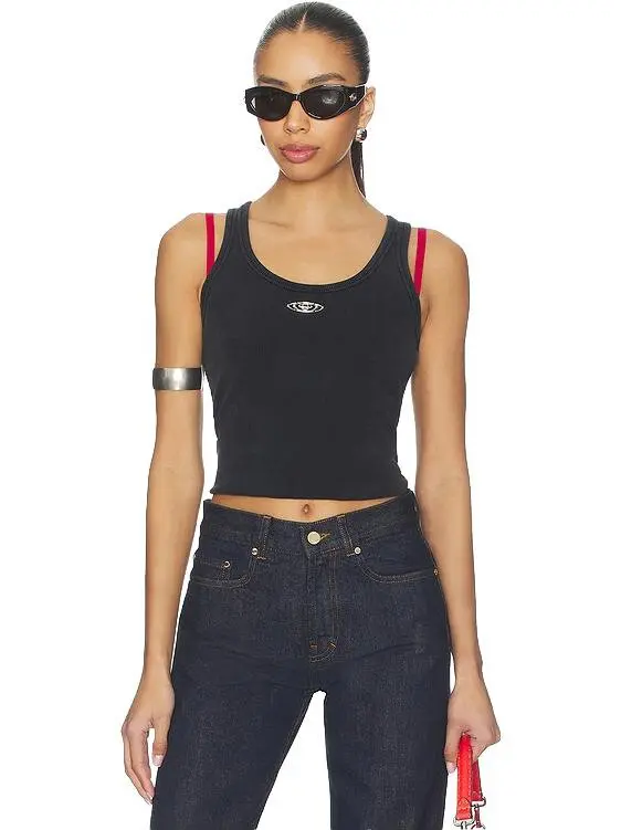 Casablanca Ribbed Tank Top - Black