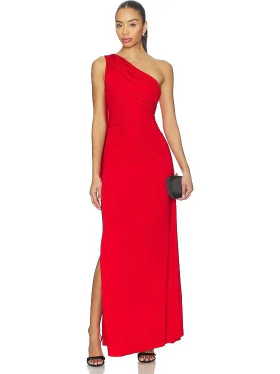 Ronny Kobo Linden One-shoulder Maxi Dress - Goji Berry