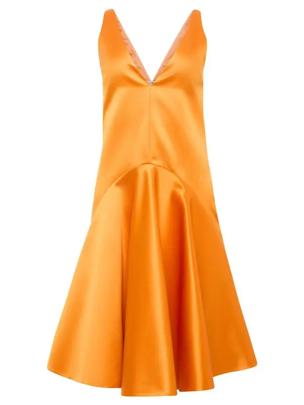 JW Anderson Draped Satin Midi Dress - Orange