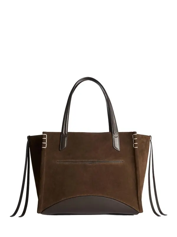 JW Anderson Loafer Cabas Suede Tote - Brown