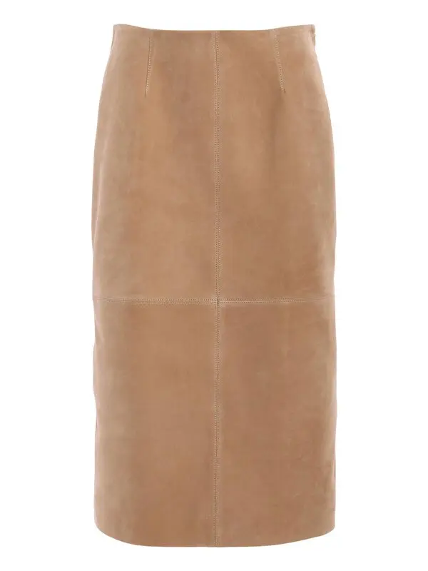 Simkhai Harrison Suede Midi Skirt - Tan
