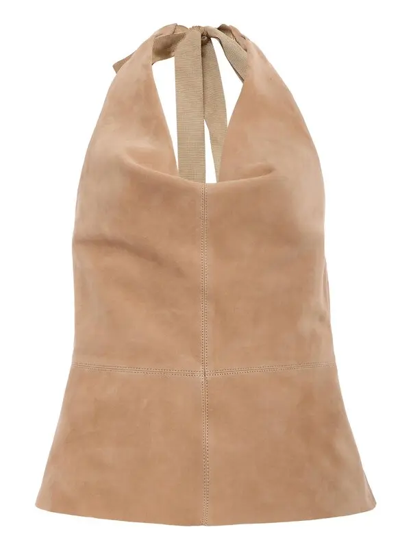 Simkhai Griffin Suede Halter Top - Brown