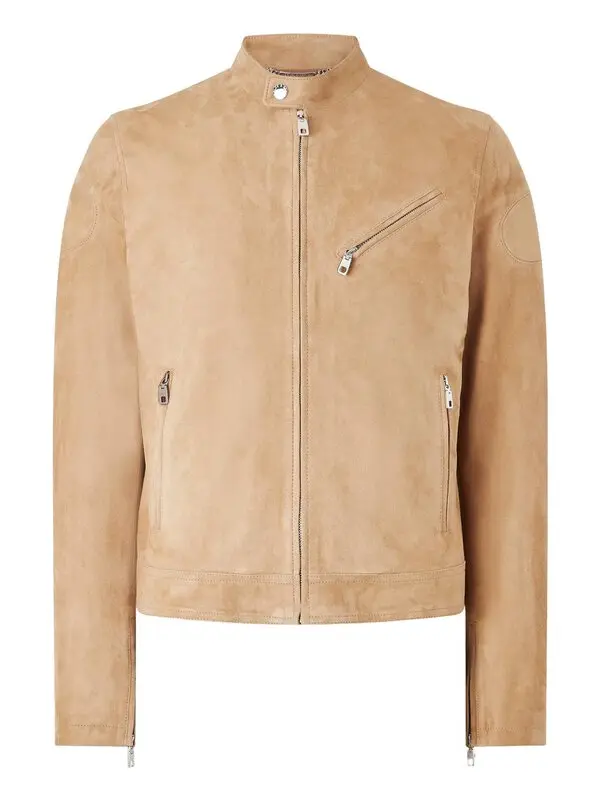 Dolce & Gabbana Slim-fit Suede Moto Jacket - Brown