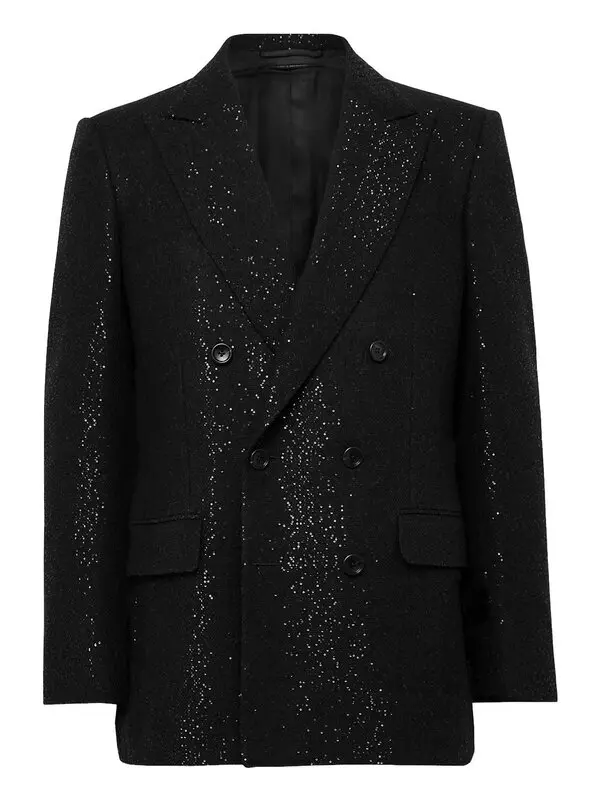 TOM FORD Double-breasted Sequinned Wool-blend Suit Jacket - Black