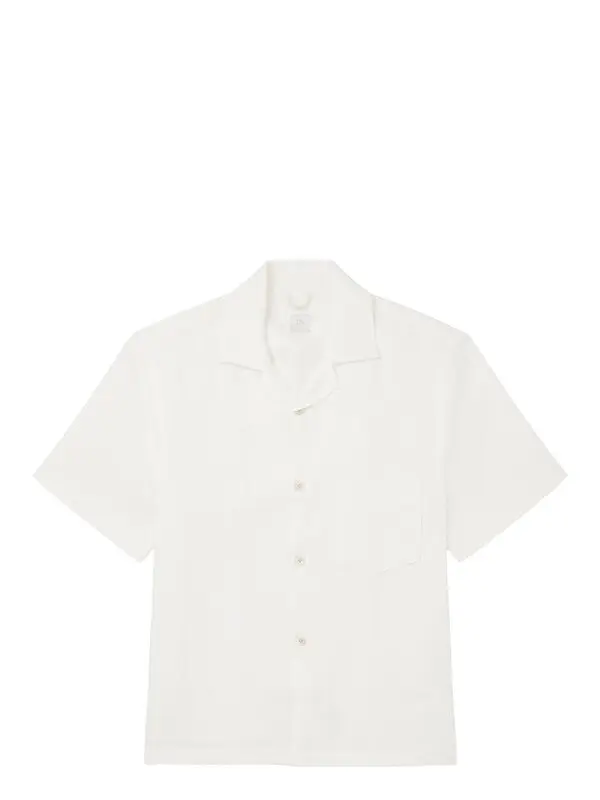 Eleventy Camp-collar Linen Shirt - White