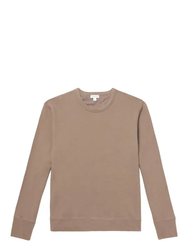 Sunspel Knitted Cotton T-shirt - Brown