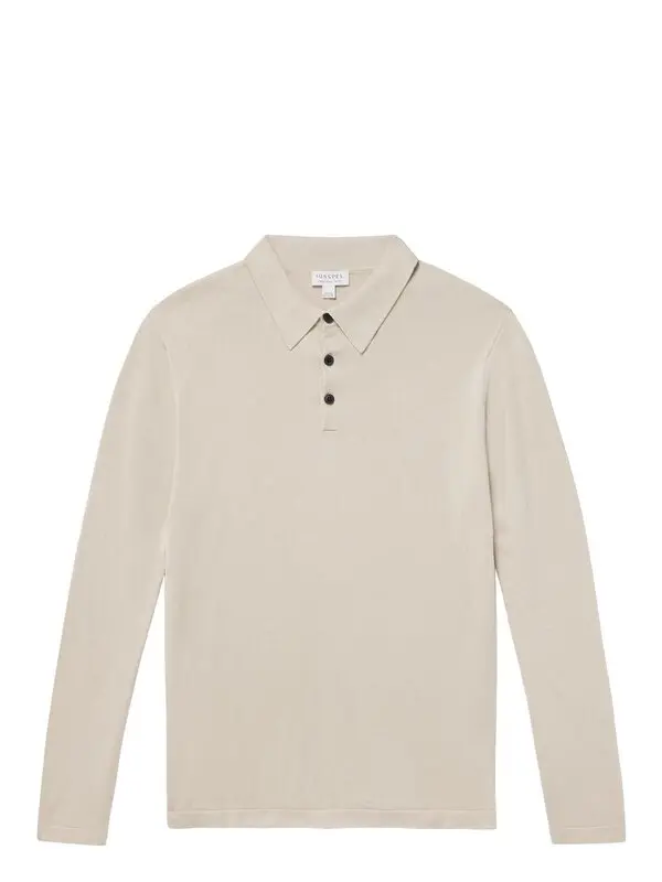 Sunspel Sea Island Cotton-jersey Polo Shirt - Neutrals