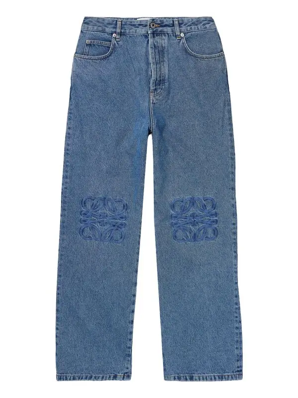 Loewe Anagram Wide-leg Logo-embroidered Jeans - Blue